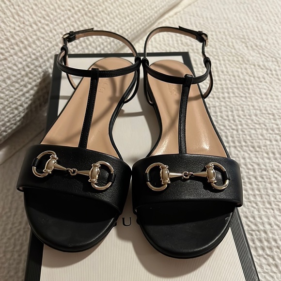 Gucci | Shoes | Authentic Black Gucci Sandals With Gold Hardware | Poshmark